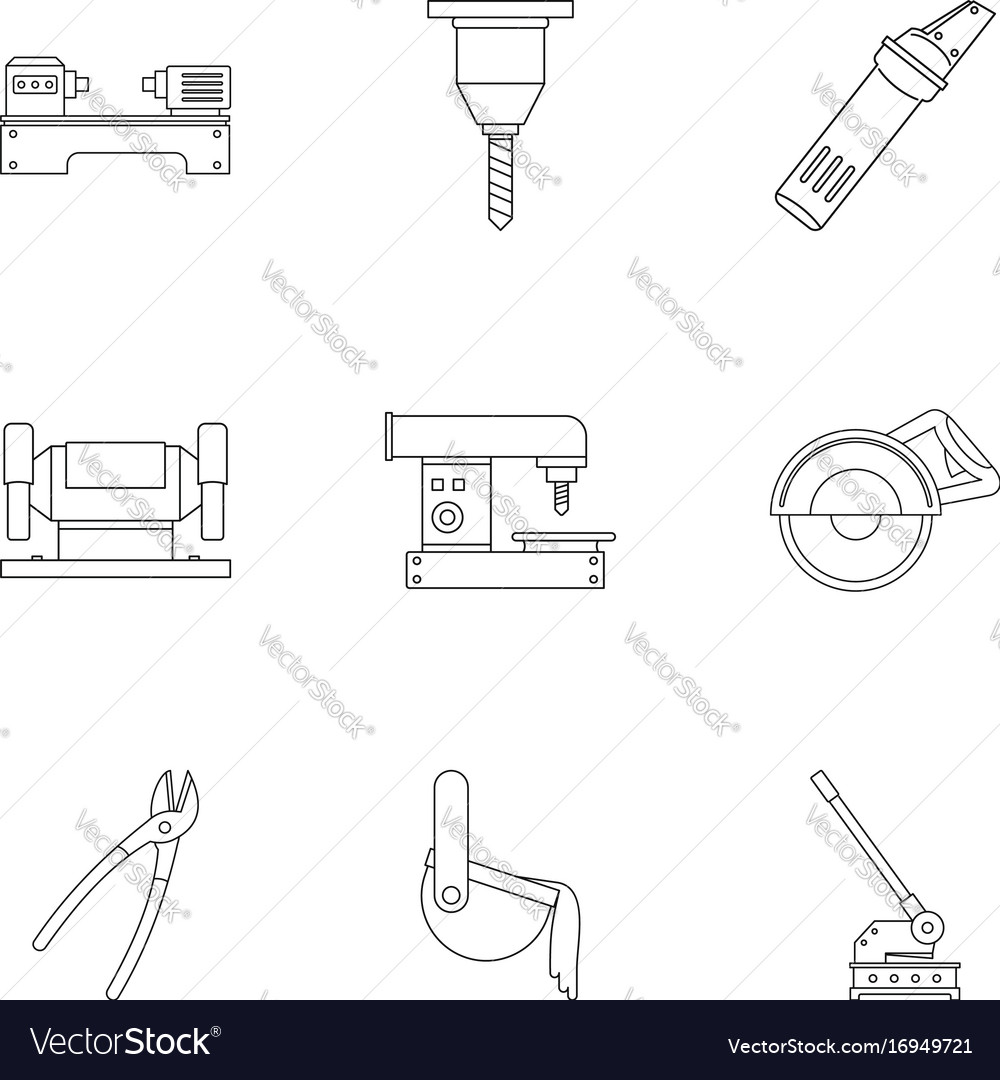 Metal processing profession icon set outline Vector Image