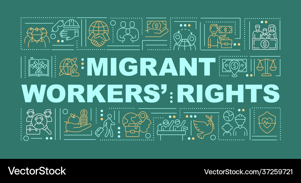 Migrant workers rights word concepts banner Vector Image