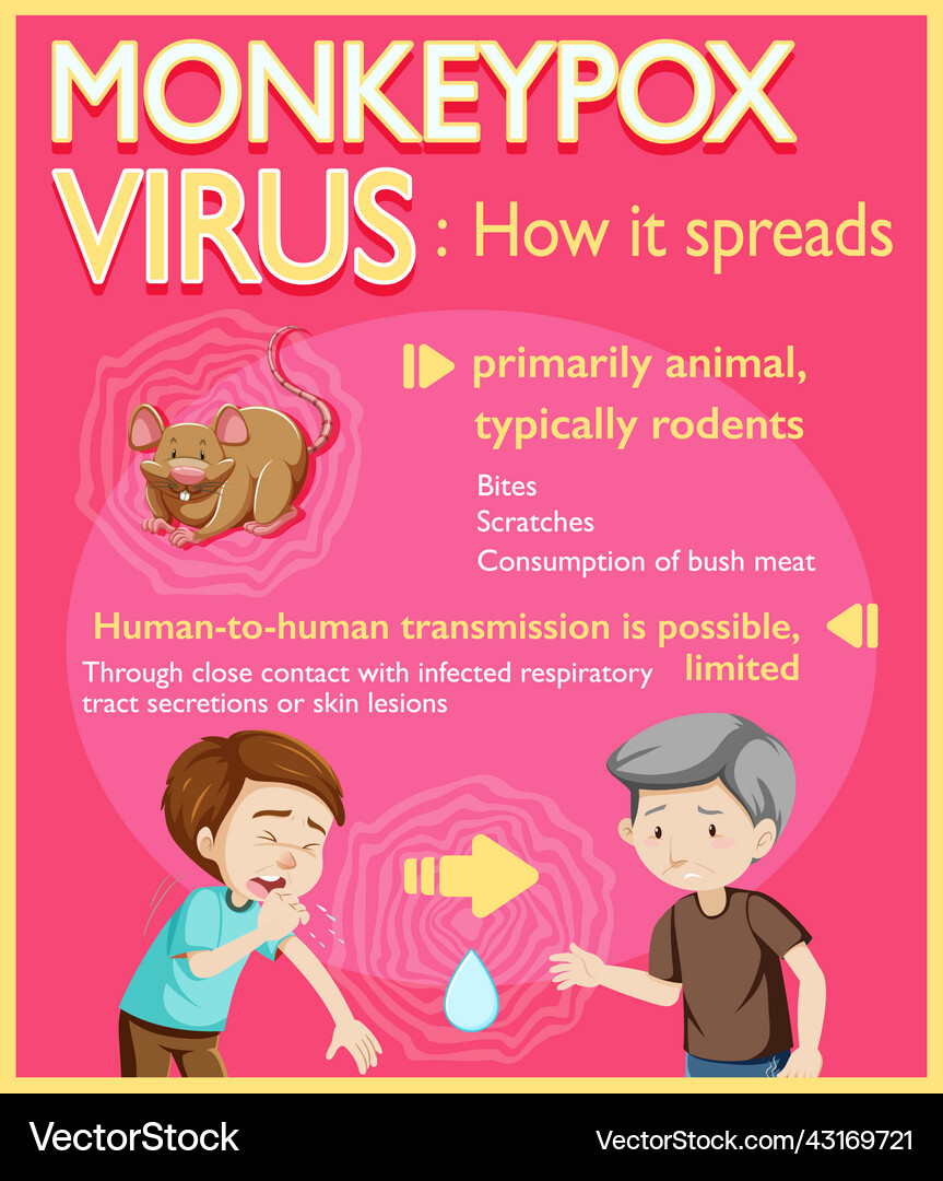 Monkeypox Virus Symptome infographic Lizenzfreier Vektor