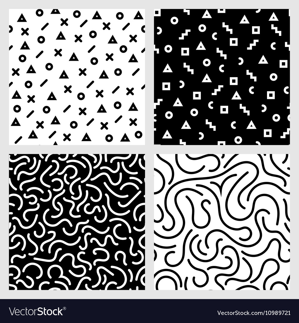 Monochrome seamless patterns set Royalty Free Vector Image