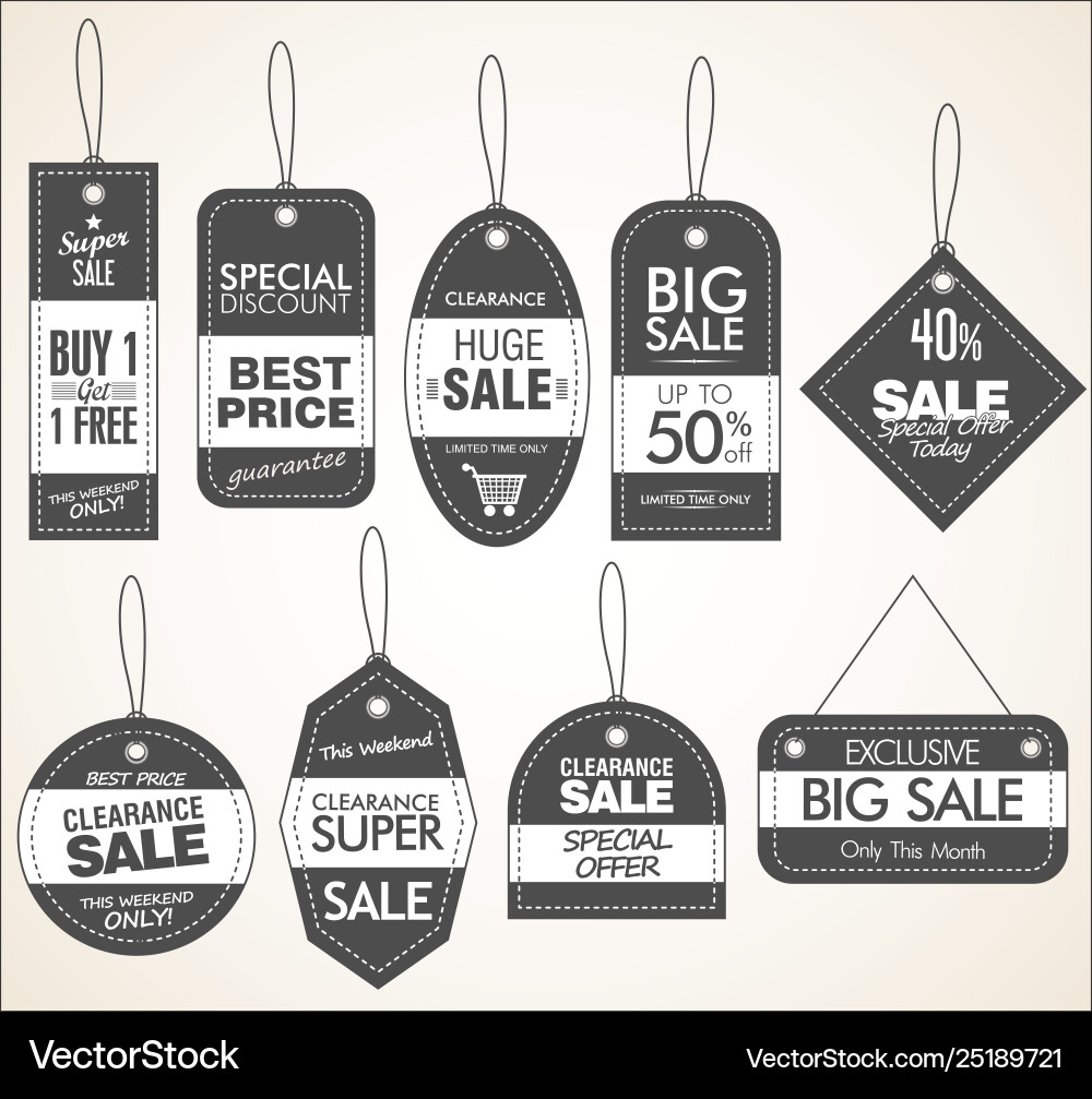 Price tag retro vintage collection Royalty Free Vector Image