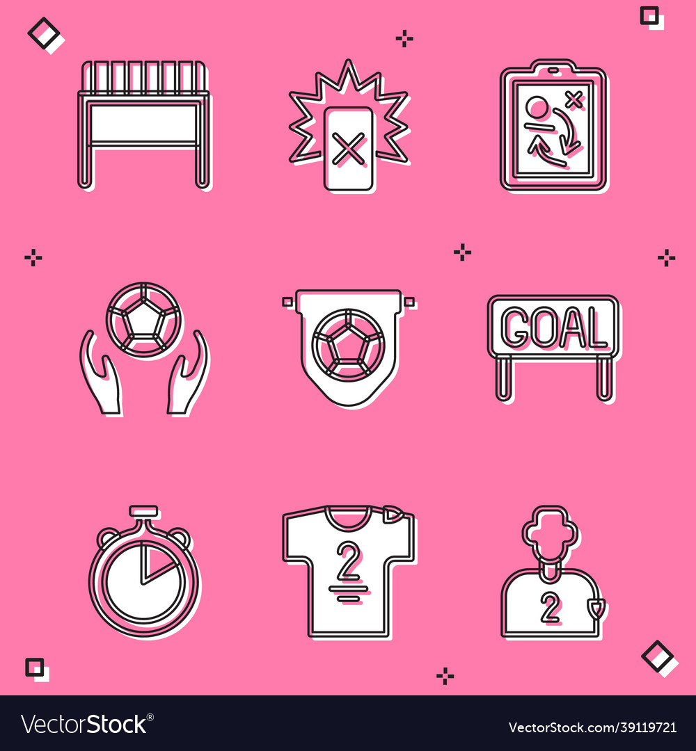 Set football goal red card football planning Vector Image