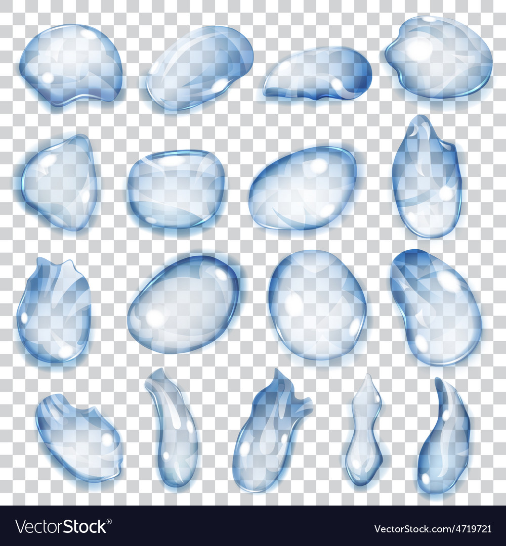 Transparent light blue drops Royalty Free Vector Image