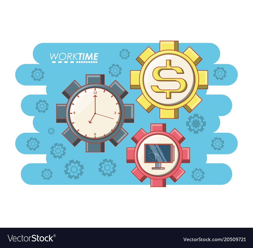 Work time elements icons Royalty Free Vector Image