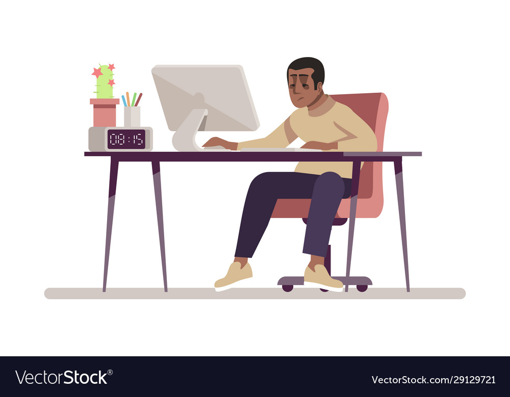 Workaholic flat color Royalty Free Vector Image
