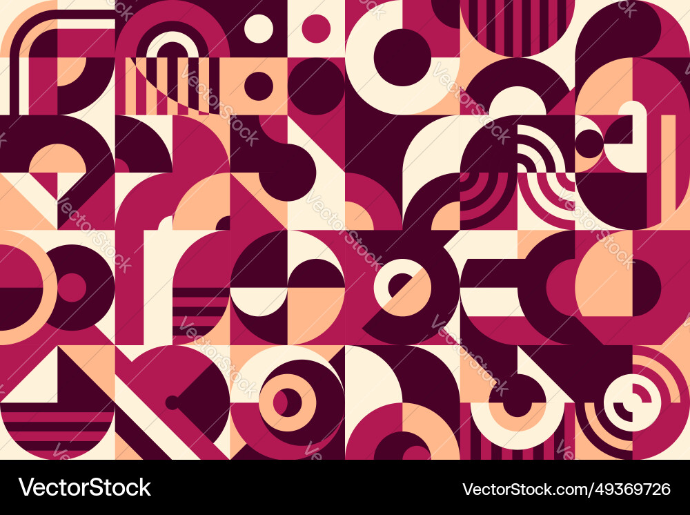 Abstract beige maroon and purple bauhaus pattern Vector Image