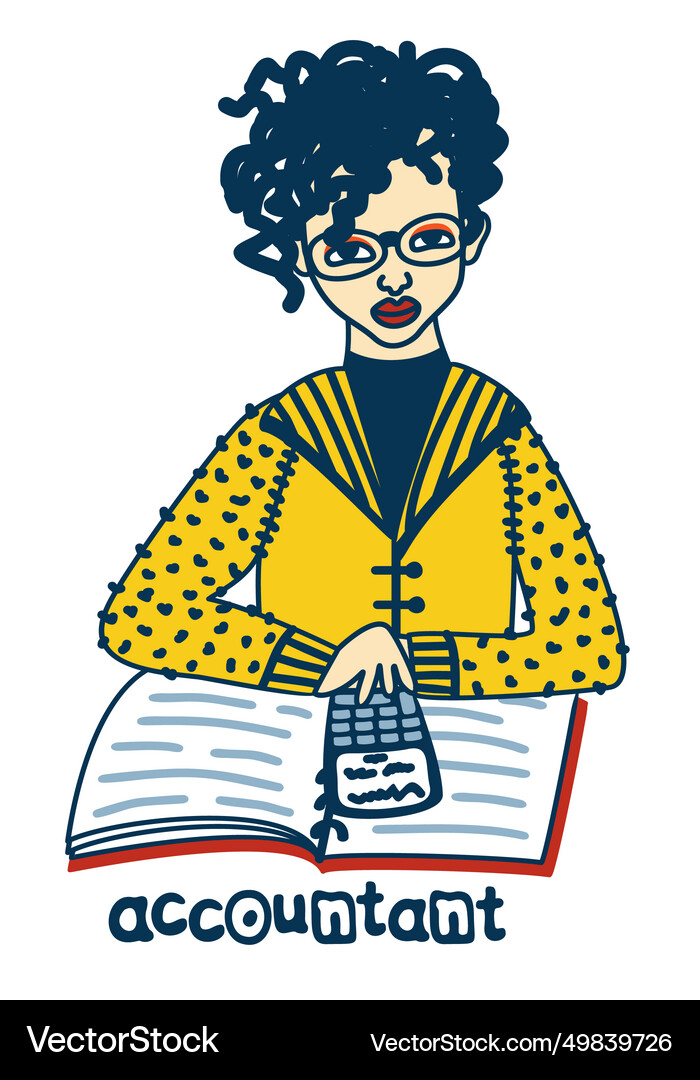 Accountant woman at work isolated Royalty Free Vector Image