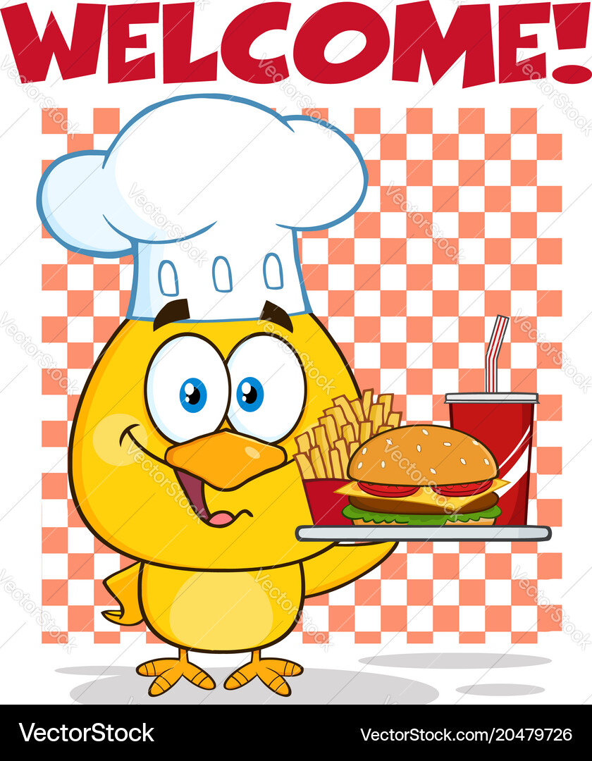 Chef yellow chick cartoon character Royalty Free Vector