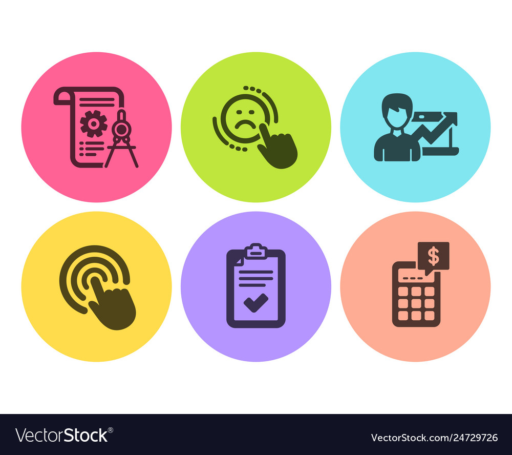 Click checklist and success business icons set Vector Image