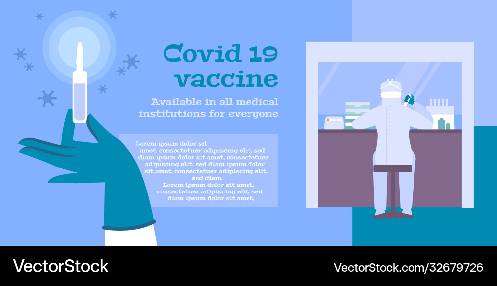 Coronavirus vaccine flat banner Royalty Free Vector Image