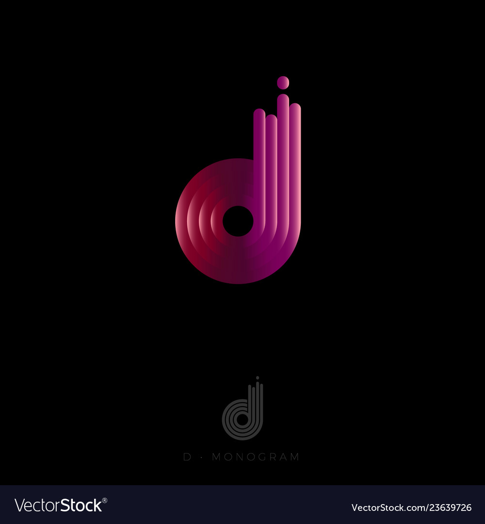 D monogram logo rounded stripes gradient Vector Image