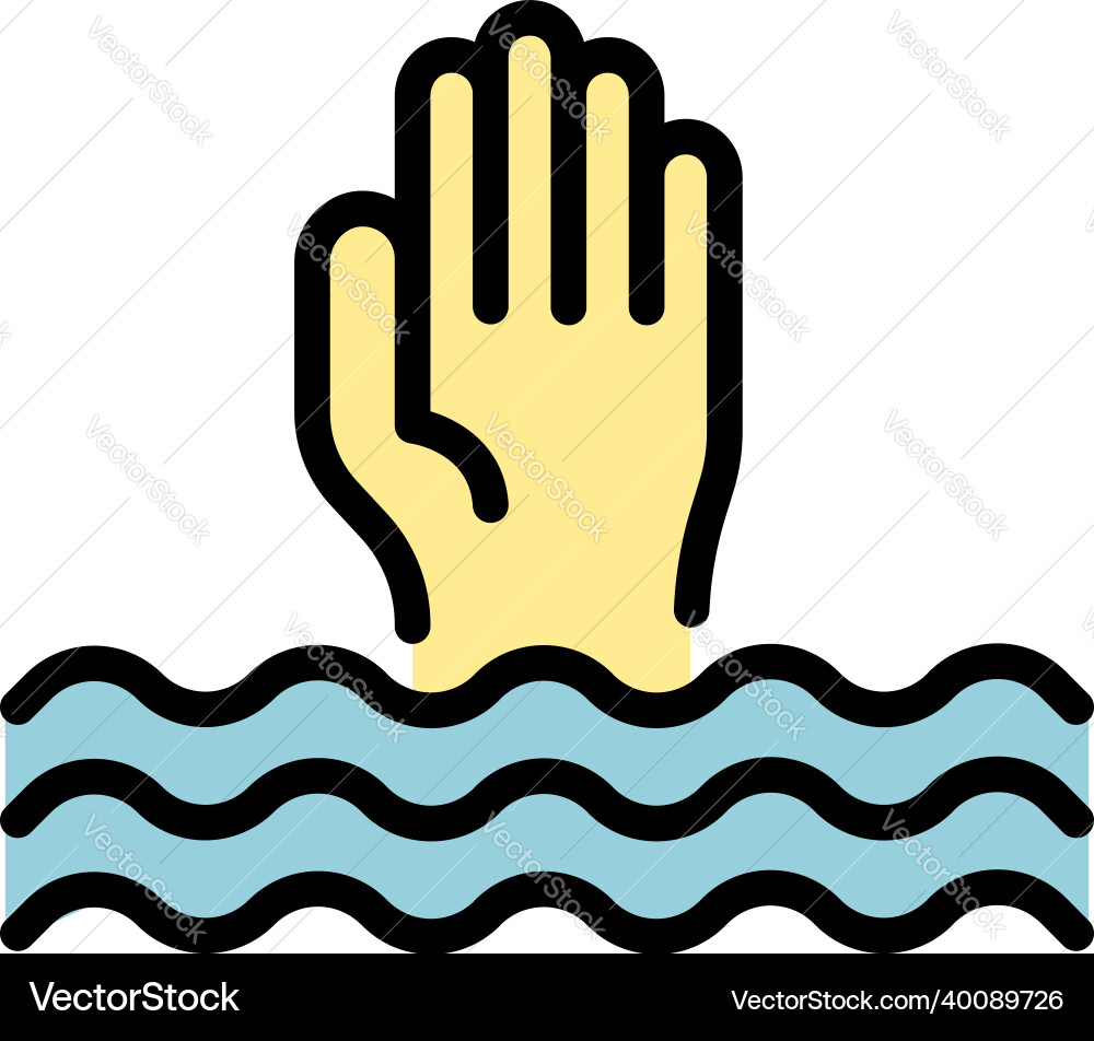 Drowned man icon color outline Royalty Free Vector Image