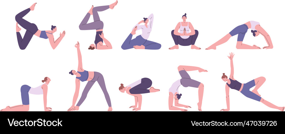 Female yoga stretch training characters therapy Vector Image