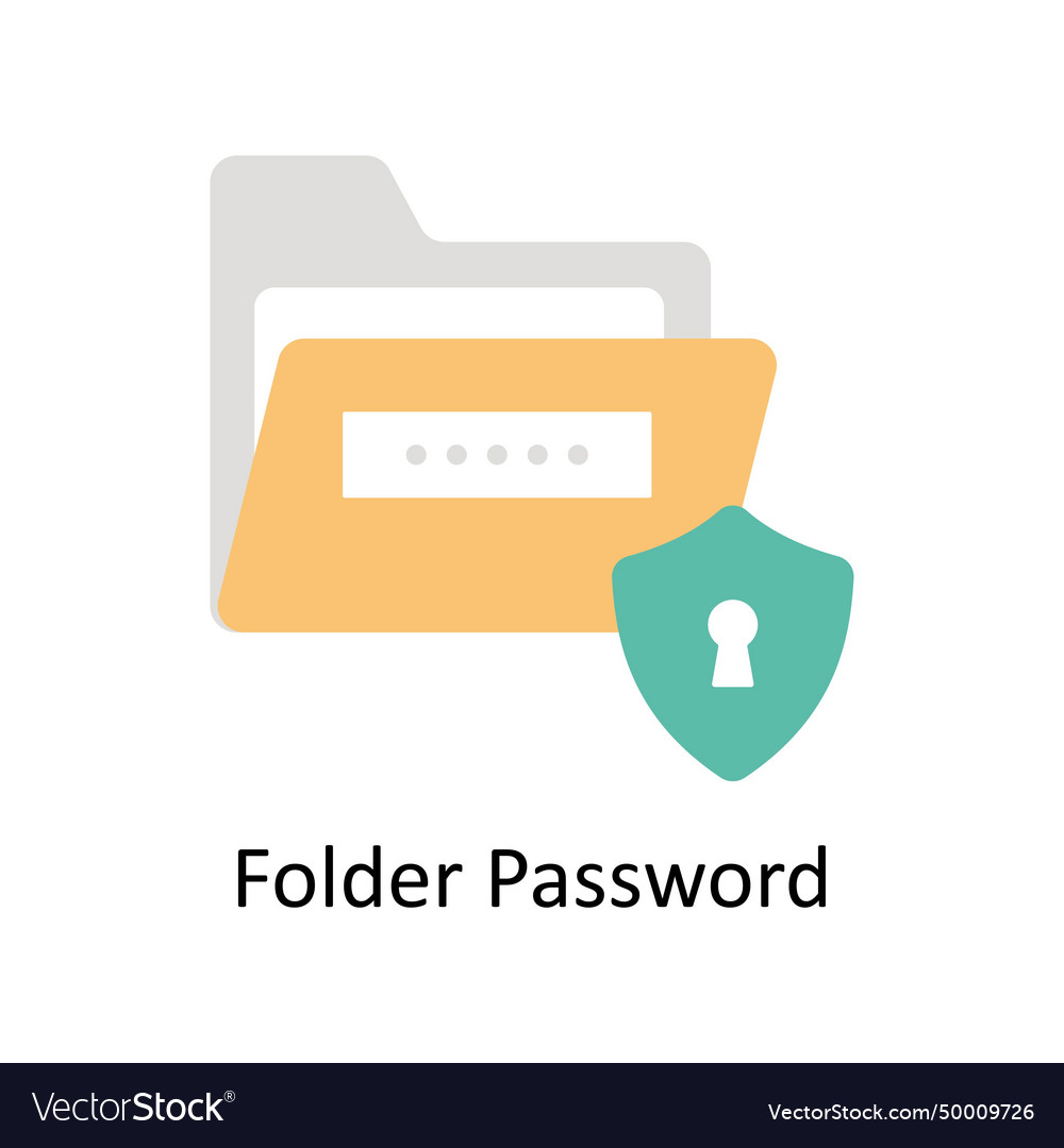 Folder password flat icon style Royalty Free Vector Image