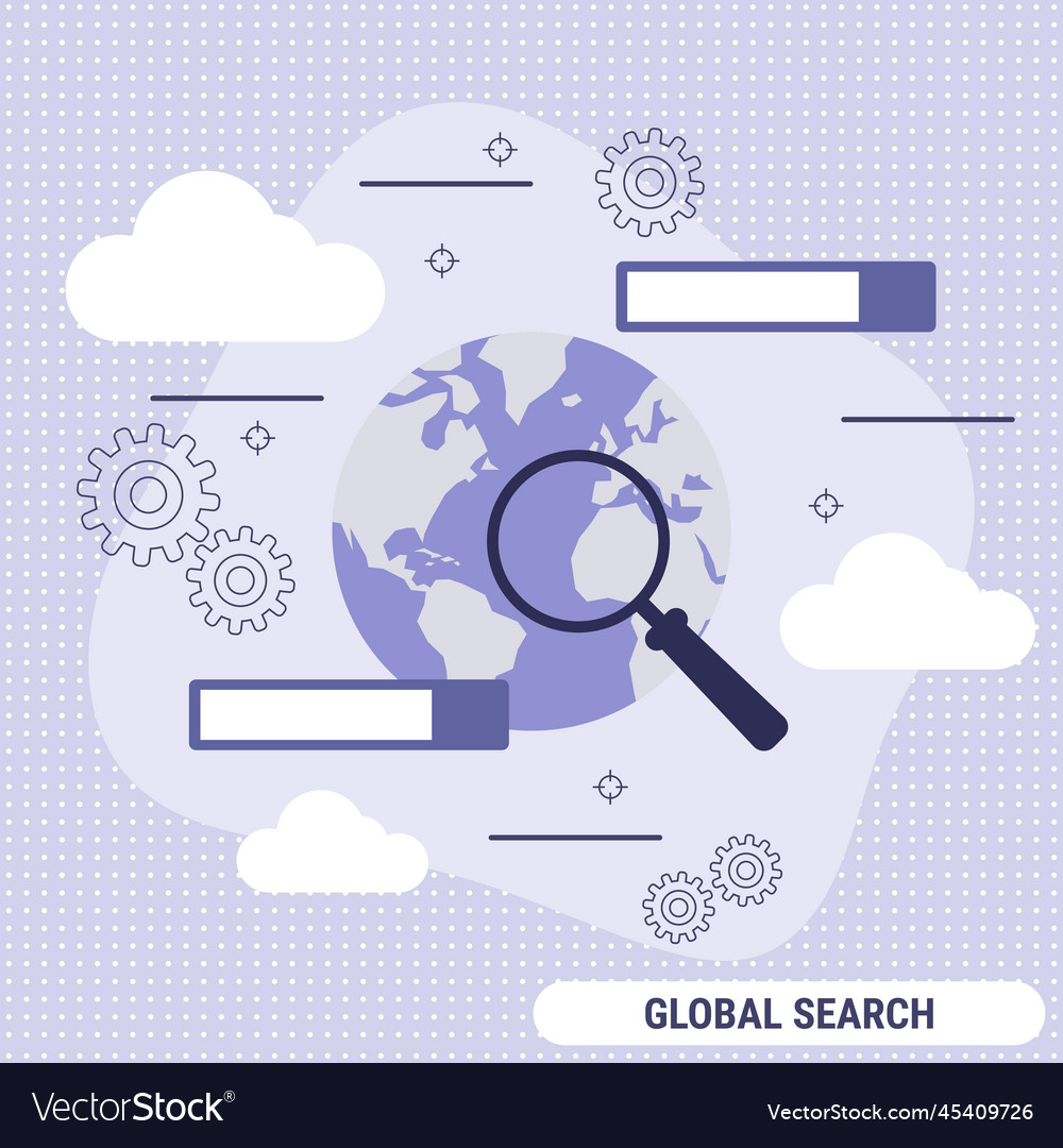 Global information search concept Royalty Free Vector Image