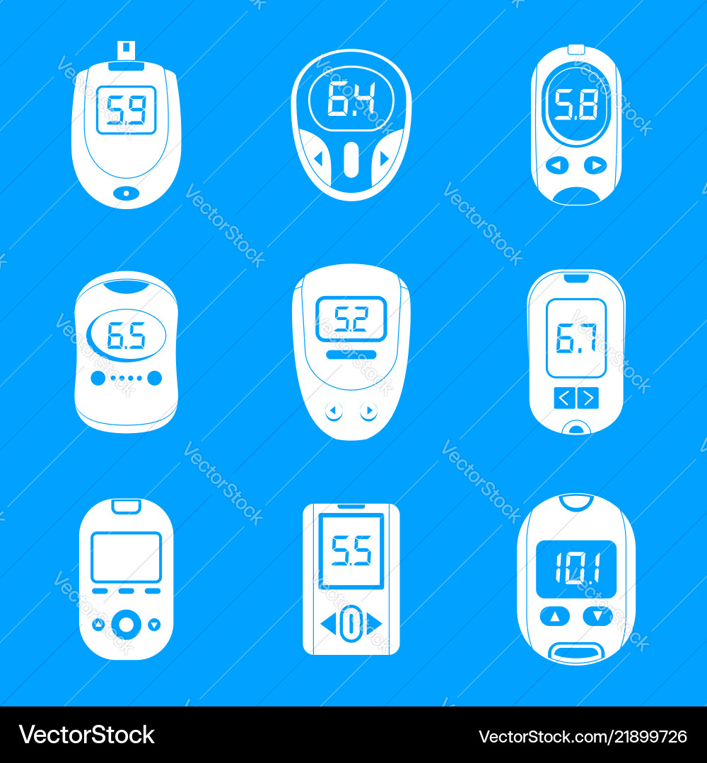 Glucose meter sugar test icons set simple style Vector Image