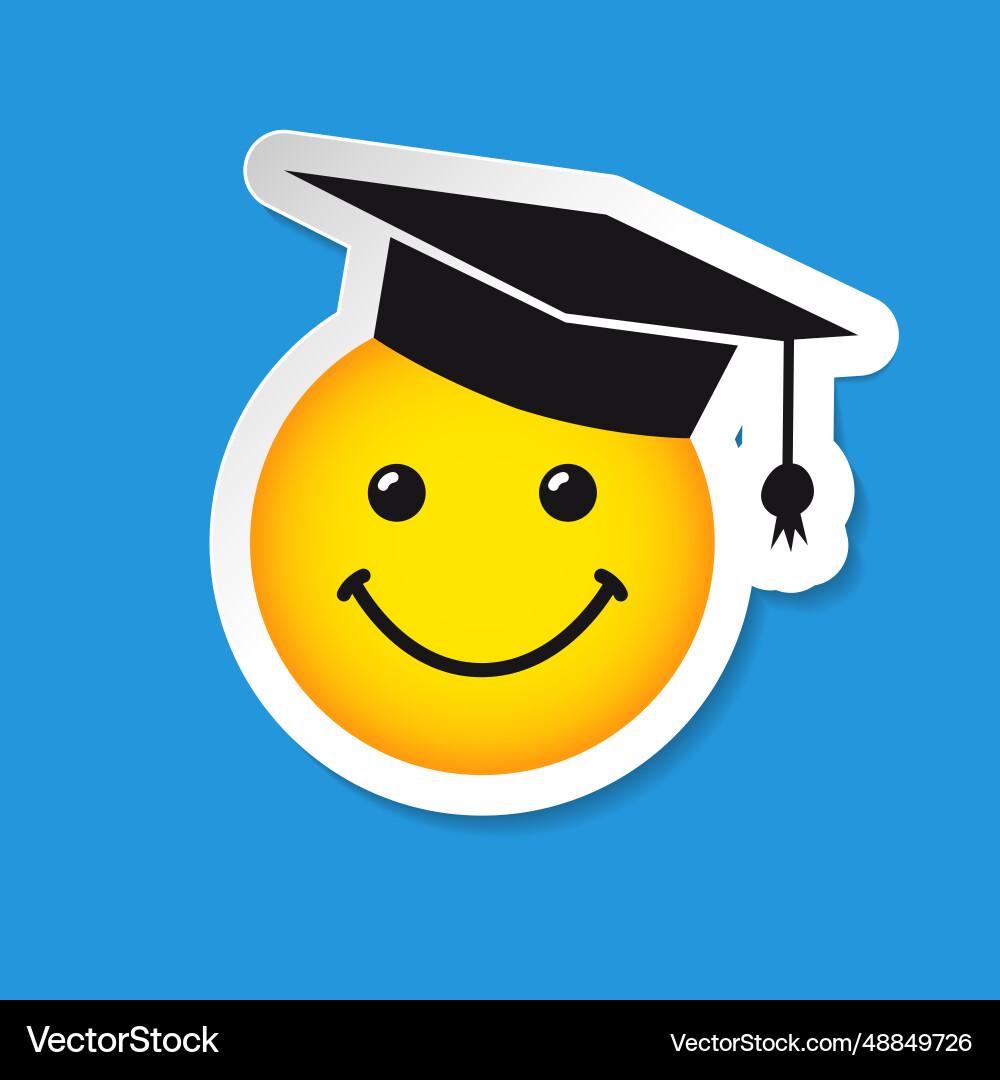 Graduating smile emoji paper Royalty Free Vector Image