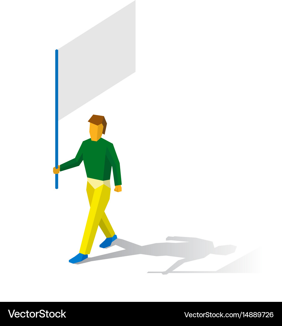 Isometric flag bearer with blank standard Vector Image