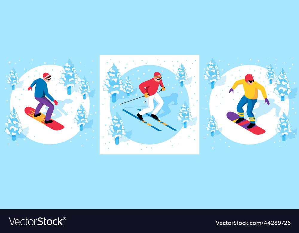 Isometric ski resort set Royalty Free Vector Image
