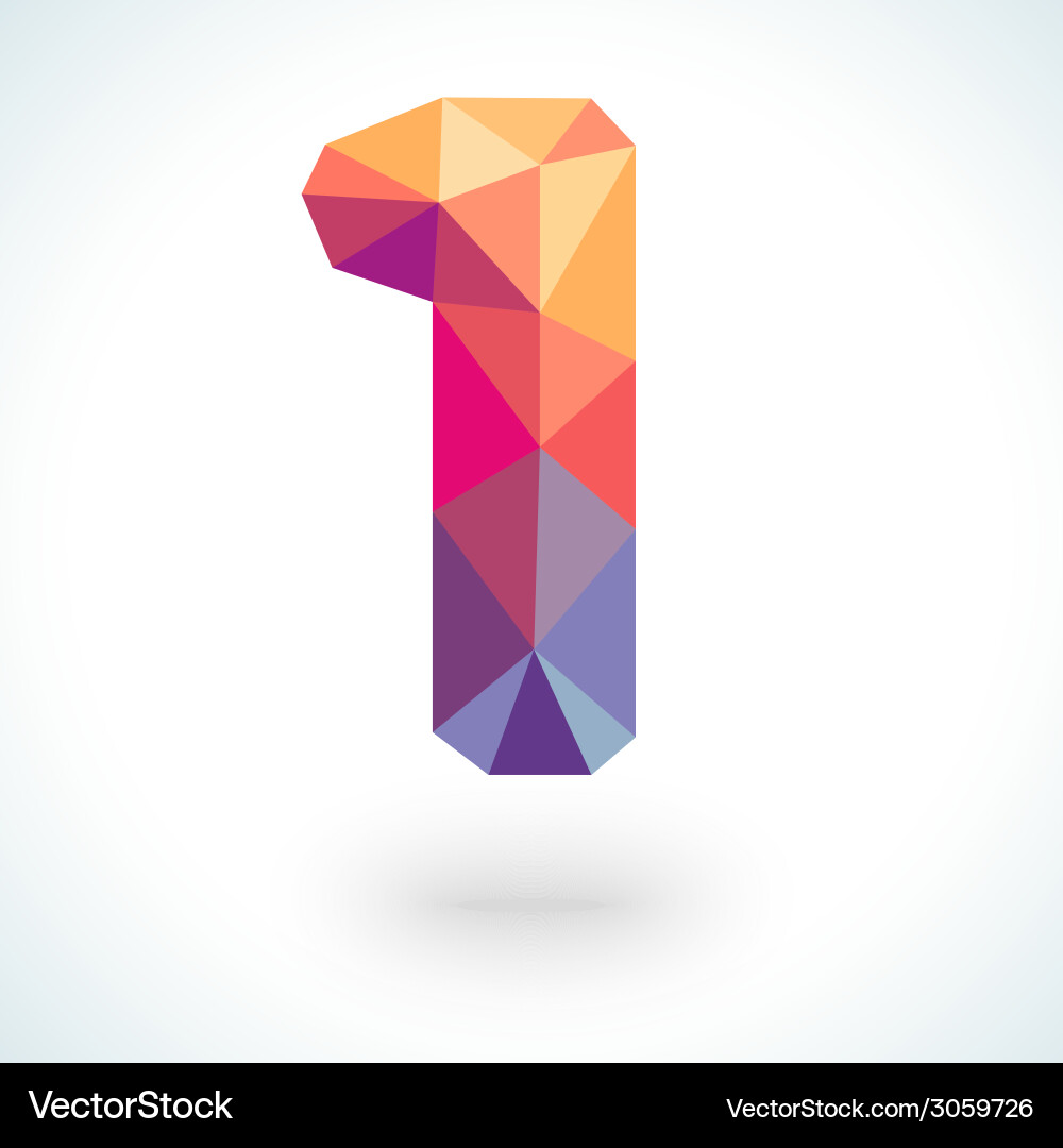 Number one in modern polygonal crystal style Vector Image