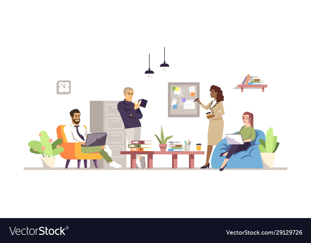 Office work flat Royalty Free Vector Image - VectorStock