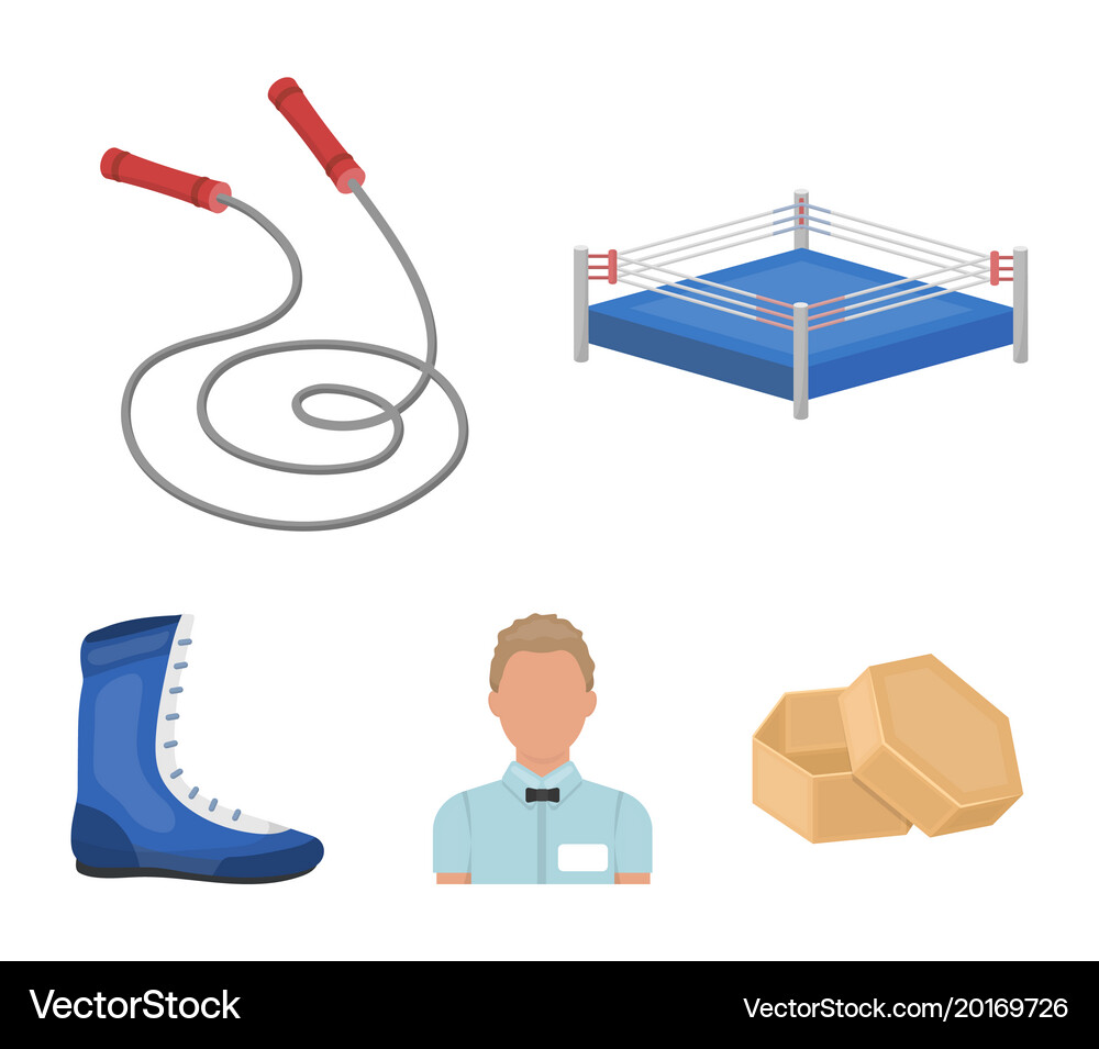 Ring rope referee sneakers boxing set Royalty Free Vector