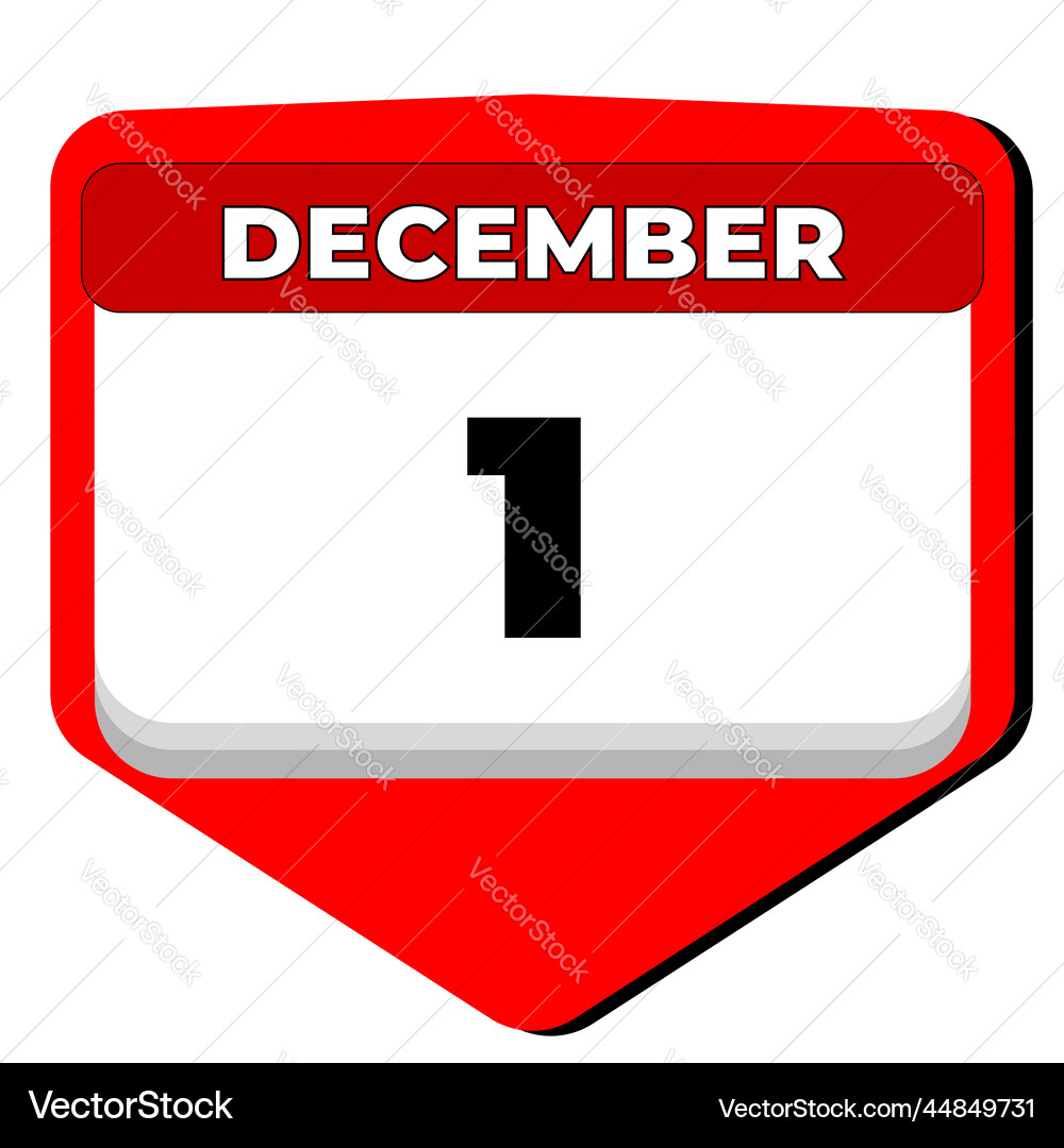 1 december icon calendar day date Royalty Free Vector Image