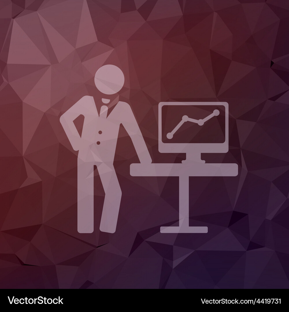 Businessman explaining graphic in flat style icon Vector Image