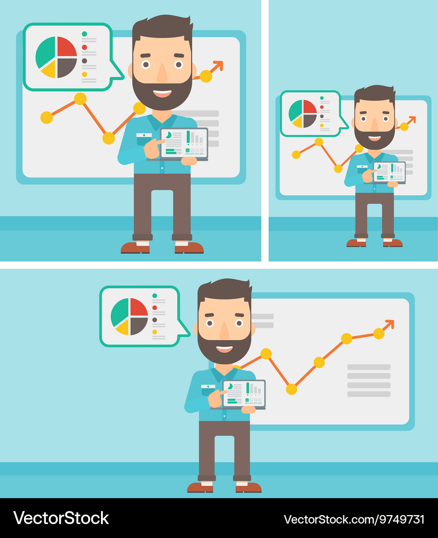 Businessman presenting report on a laptop Vector Image