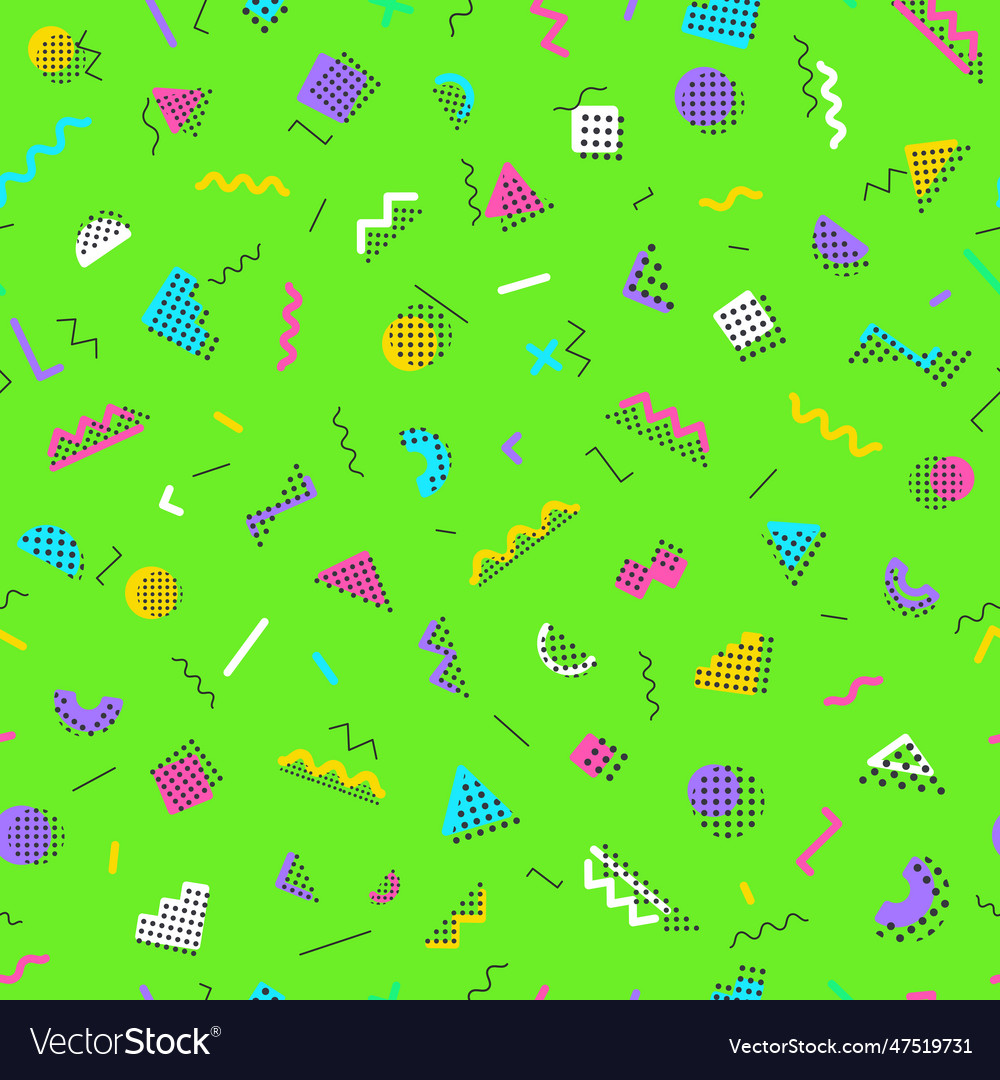 Geometric memphis seamless pattern consisting Vector Image Geometric memphis seamless pattern consisting Vector Image
