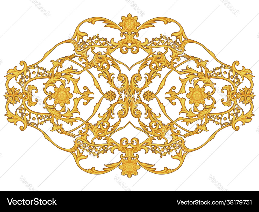 Golden arabesque with floral Royalty Free Vector Image
