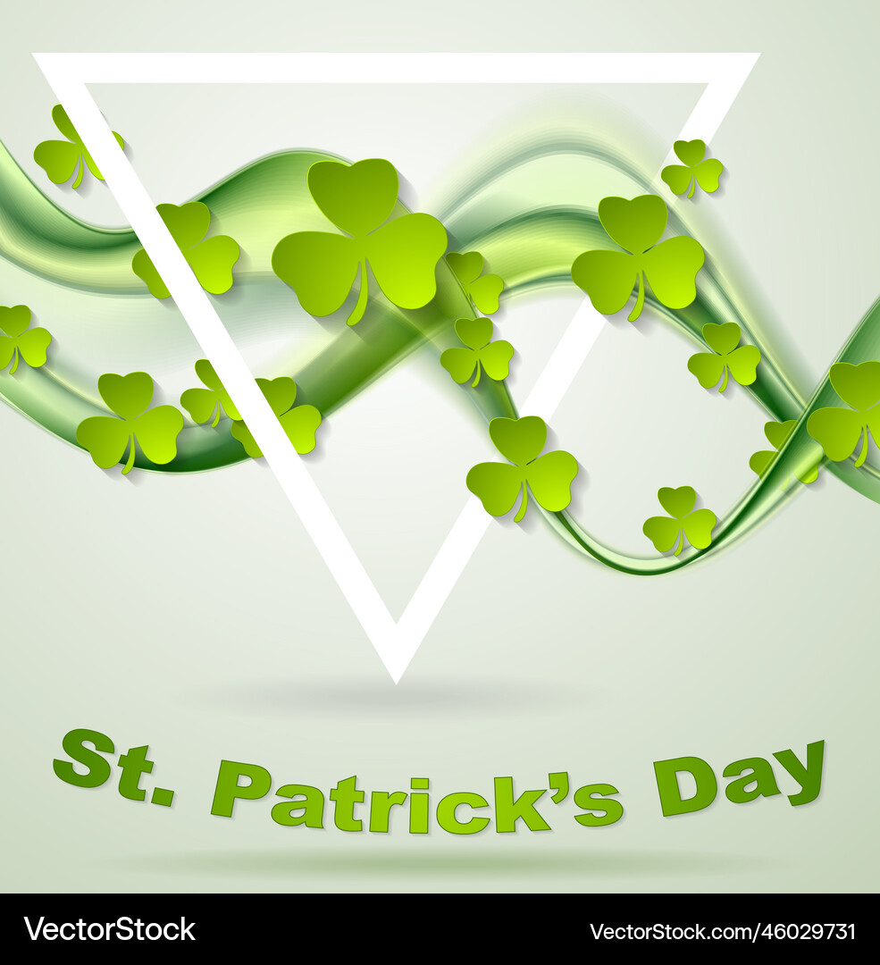 Green smooth waves and clovers shamrocks Vector Image