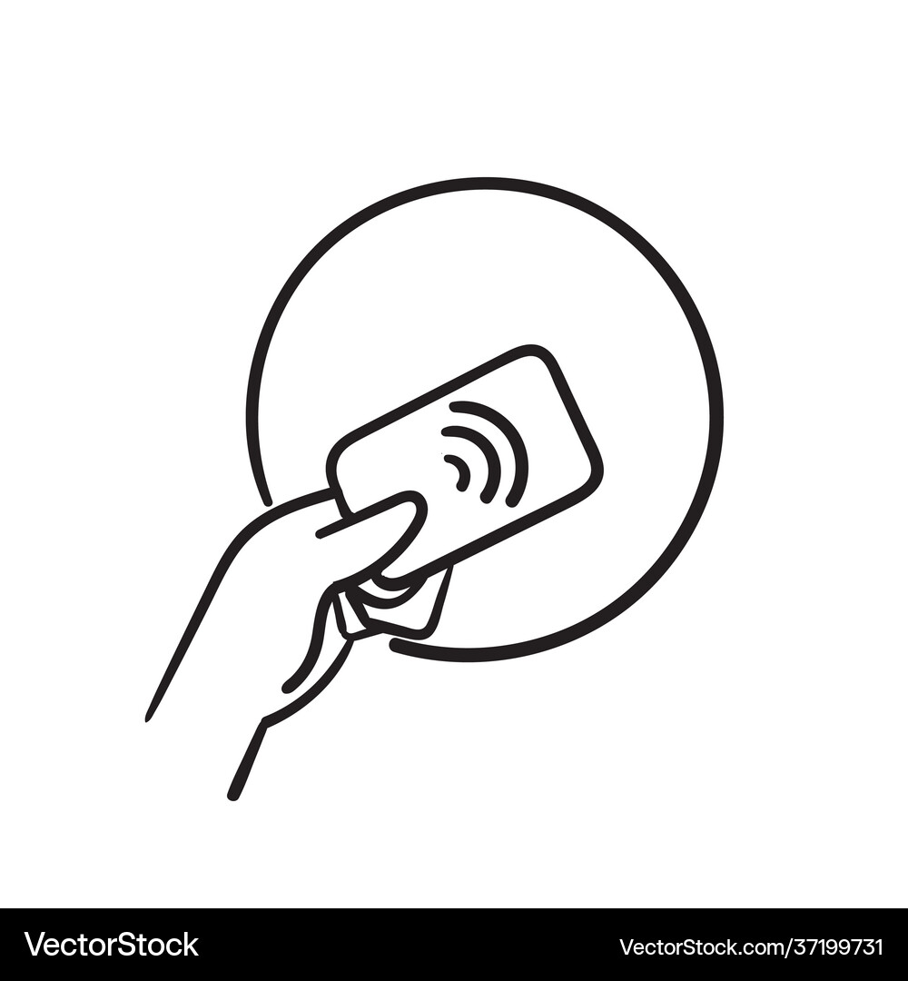 Hand drawn doodle card nfc pay contactless Vector Image