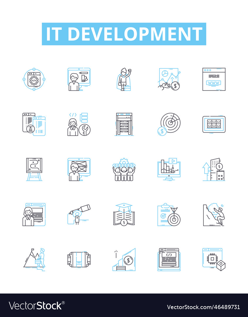 It development line icons set Royalty Free Vector Image It development line icons set Royalty Free Vector Image
