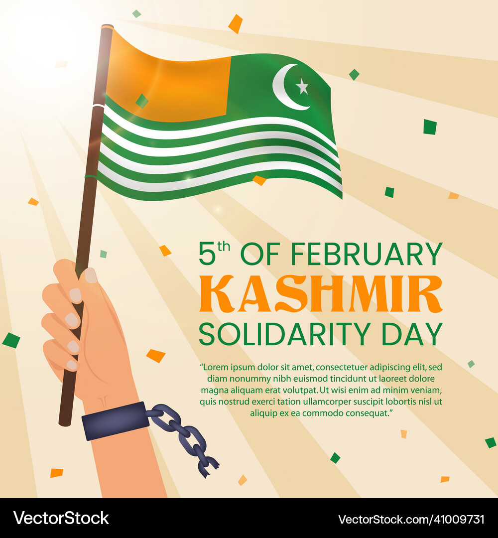 Kashmir day background with a hand waving flag Vector Image