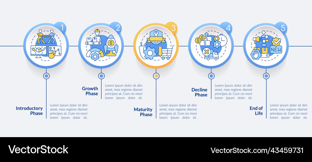 Product lifecycle stages circle infographic Vector Image
