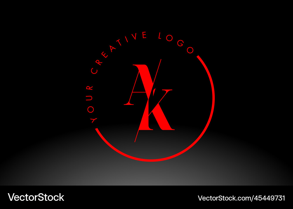 Red ak serif letter logo design with creative Vector Image