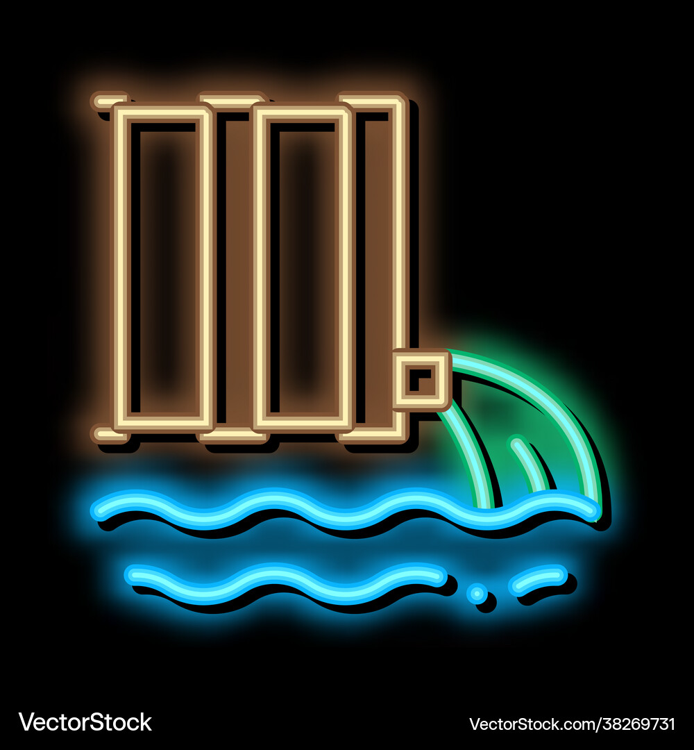 Spill harmful substances into water neon glow Vector Image