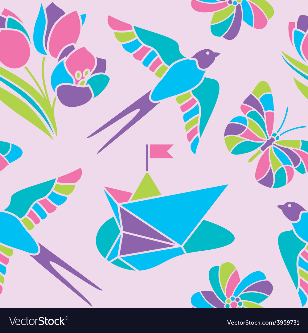 Spring mosaic seamless pattern Royalty Free Vector Image