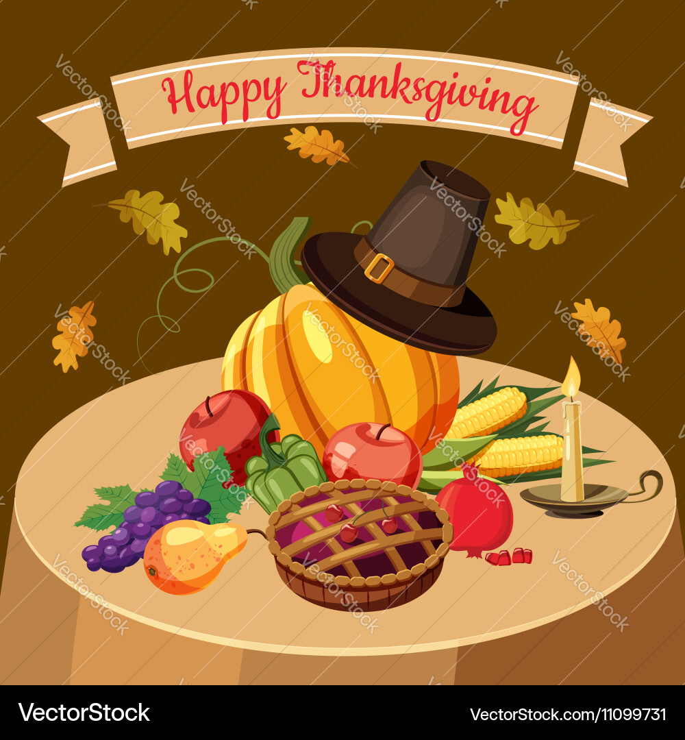 Thanksgiving day concept cartoon style Royalty Free Vector