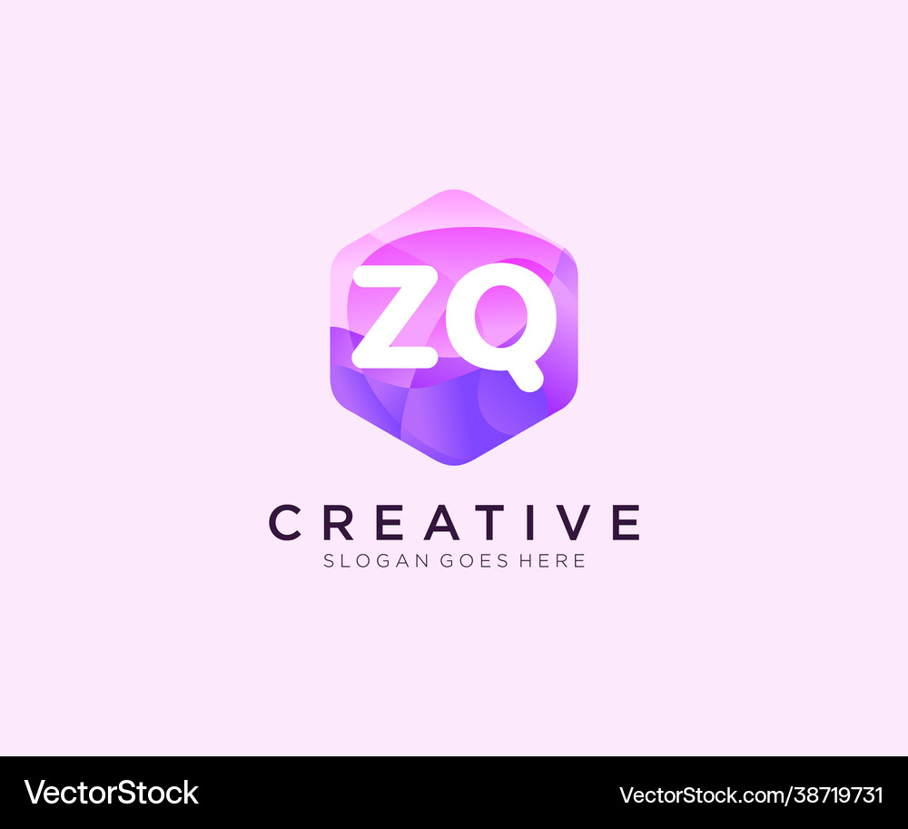 Zq initial logo with colorful hexagon modern Vector Image