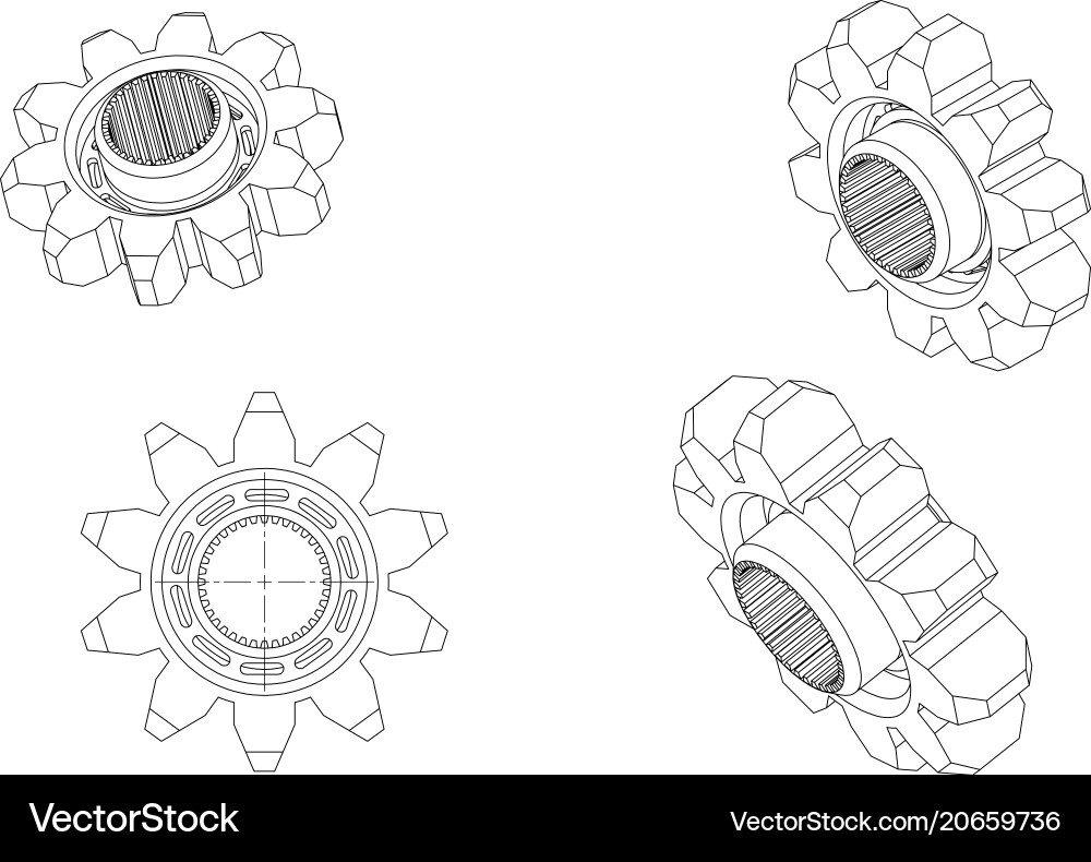3d model of a cogwheel on white Royalty Free Vector Image