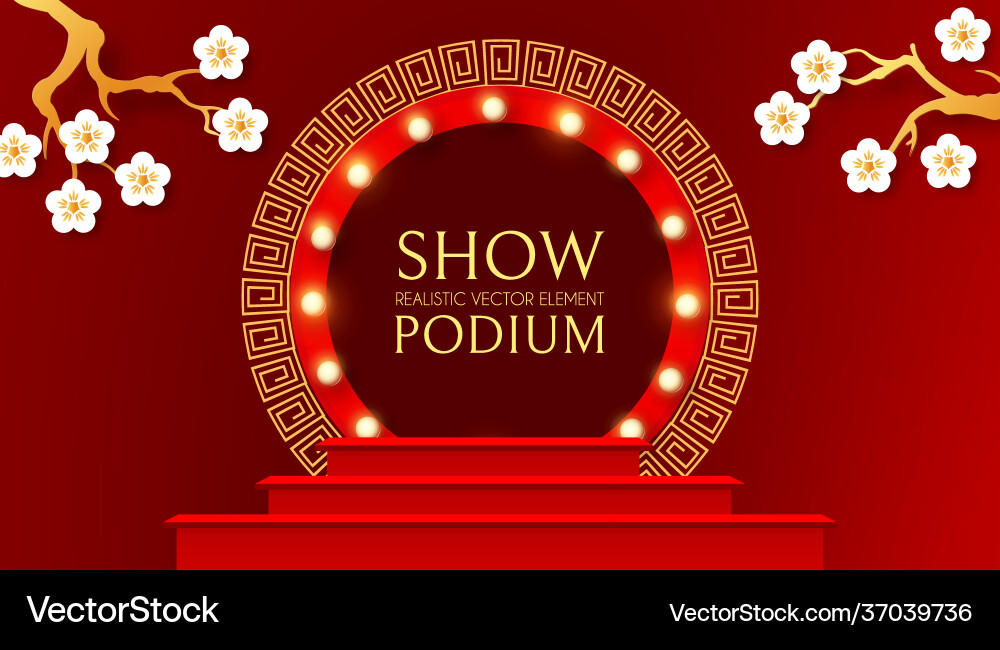 3d podium square stage with chinese traditional Vector Image