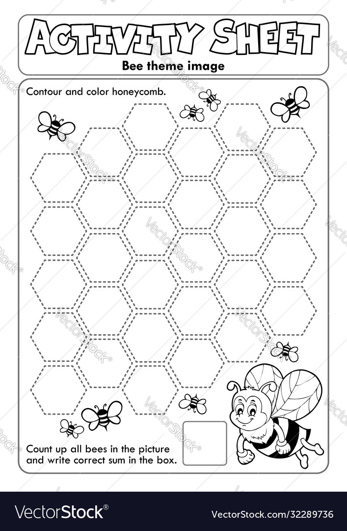 Activity sheet bee theme 2 Royalty Free Vector Image