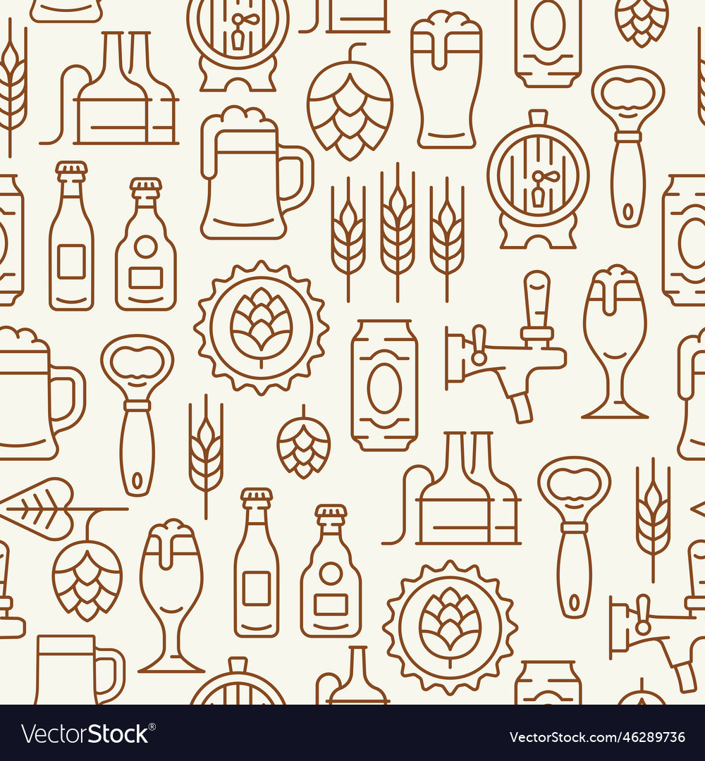 Beer line seamless pattern background Royalty Free Vector