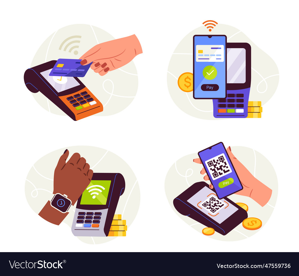Contactless cashless payments Royalty Free Vector Image