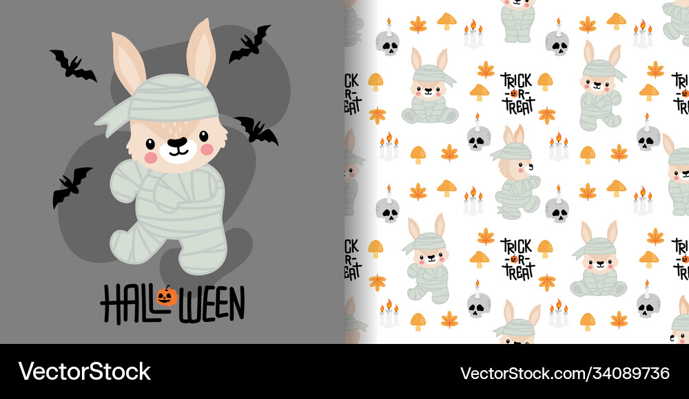 Cute halloween rabbit bunny cartoon doodle Vector Image