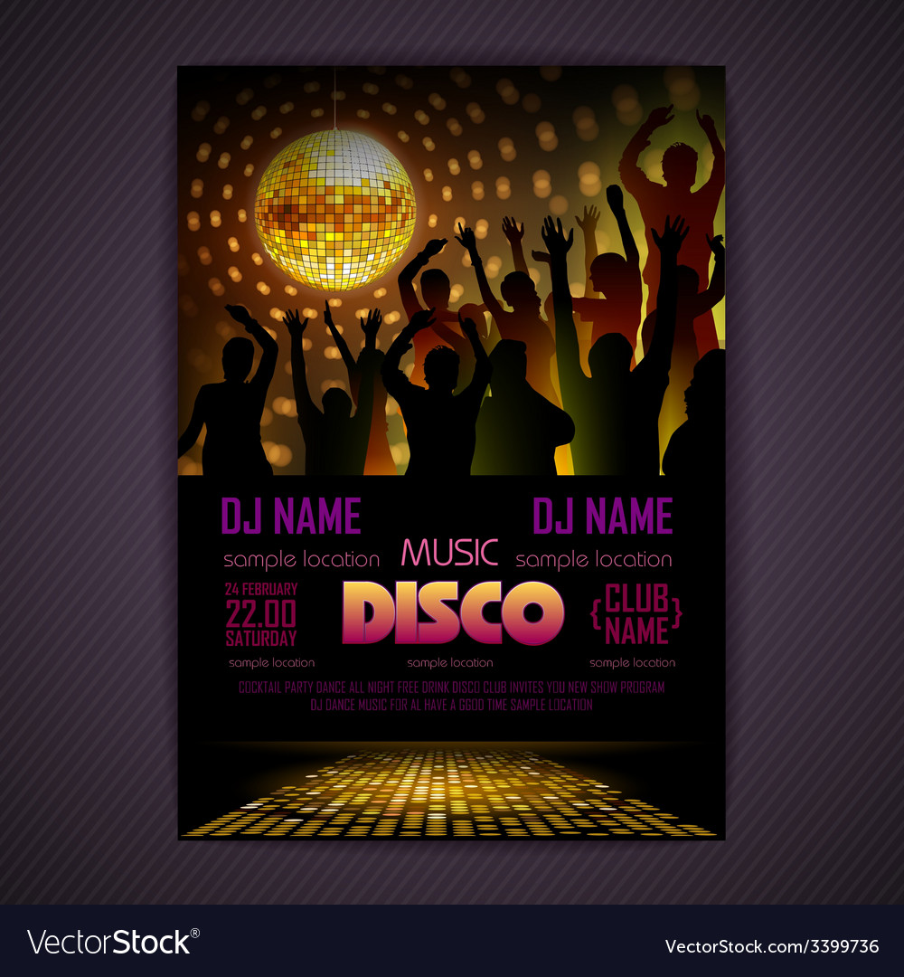 Disco background poster Royalty Free Vector Image