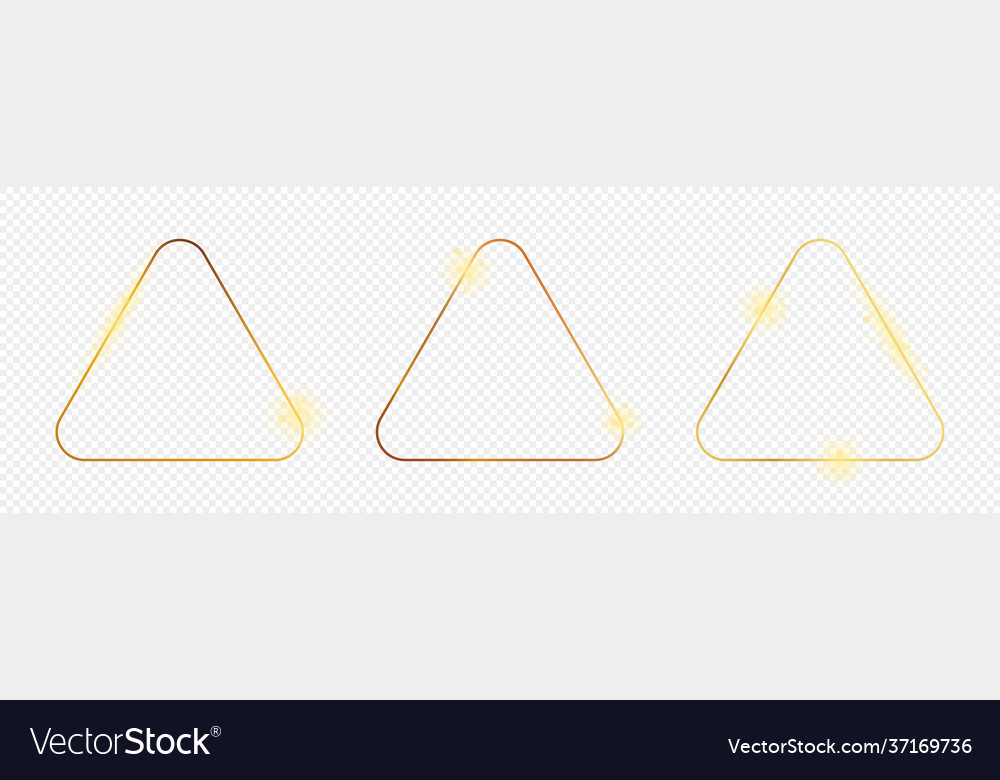 Gold glowing rounded triangle frame Royalty Free Vector