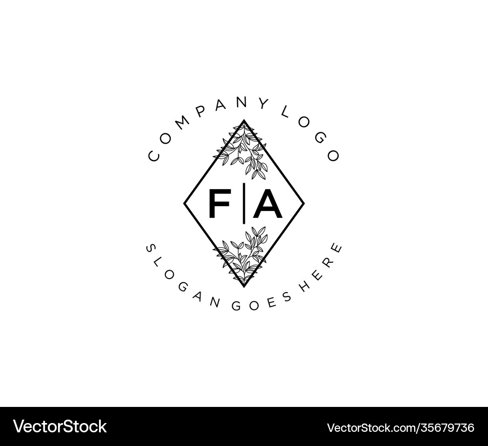 Initial fa letters beautiful floral feminine Vector Image